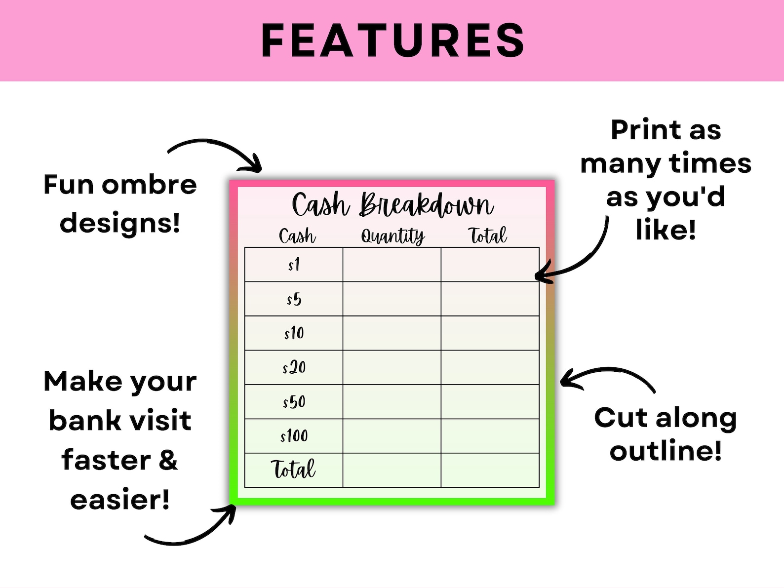Printable Cash Breakdown Slip Printable Teller Slip Cash Withdrawal ...