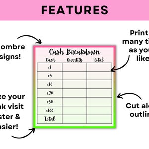 Printable Cash Breakdown Slip Printable Teller Slip Cash Withdrawal ...