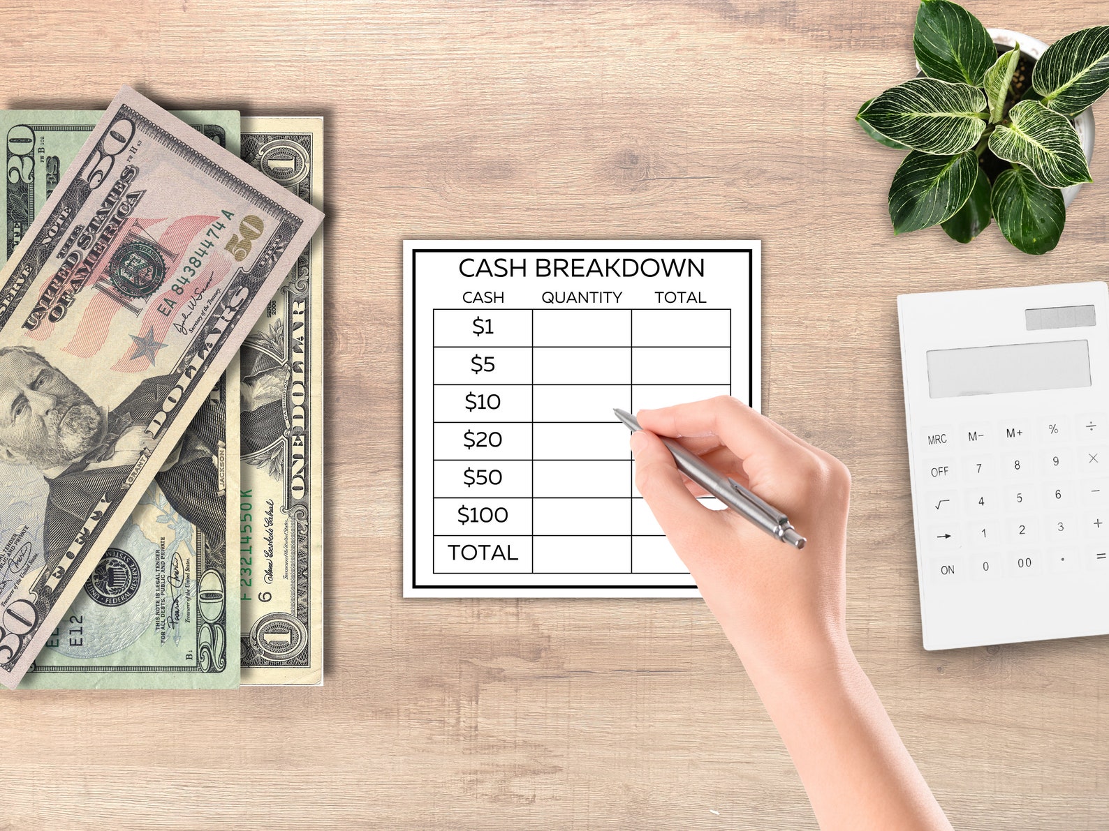 Printable Cash Breakdown Slip Printable Teller Slip Cash Withdrawal ...