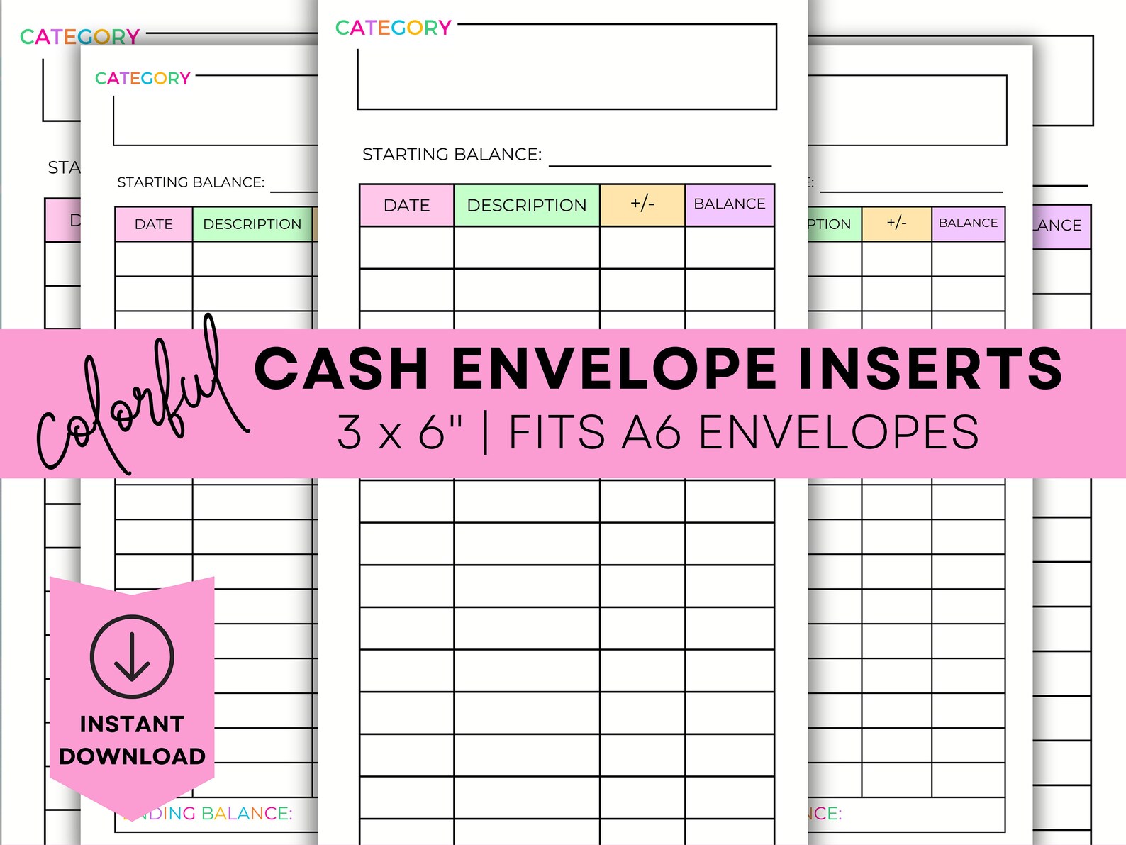 Cash Envelope Inserts Printable Cash Envelope Tracker Cash - Etsy