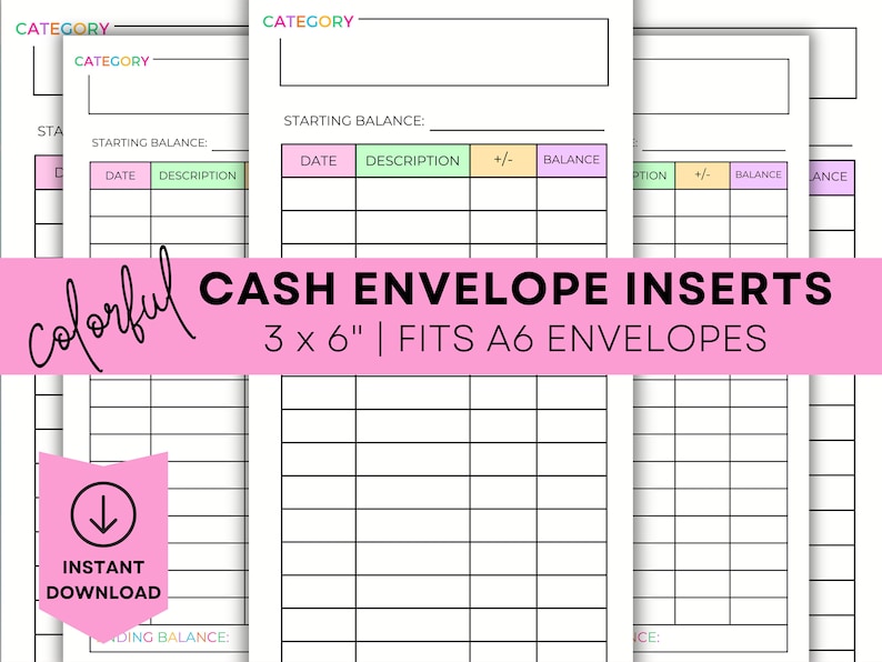 Cash Envelope Inserts Printable Cash Envelope Tracker Cash Stuffing