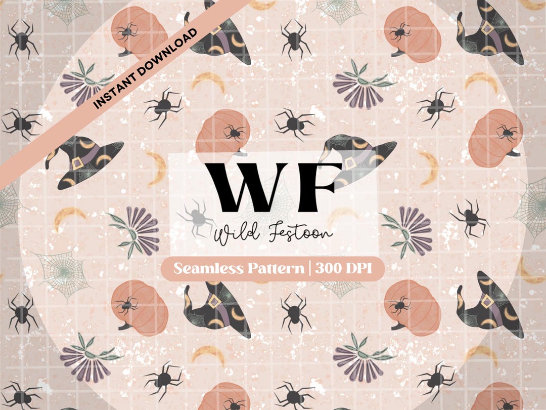 Pastel Halloween Seamless Pattern Spider Pattern Seamless Pink Pumpkin ...