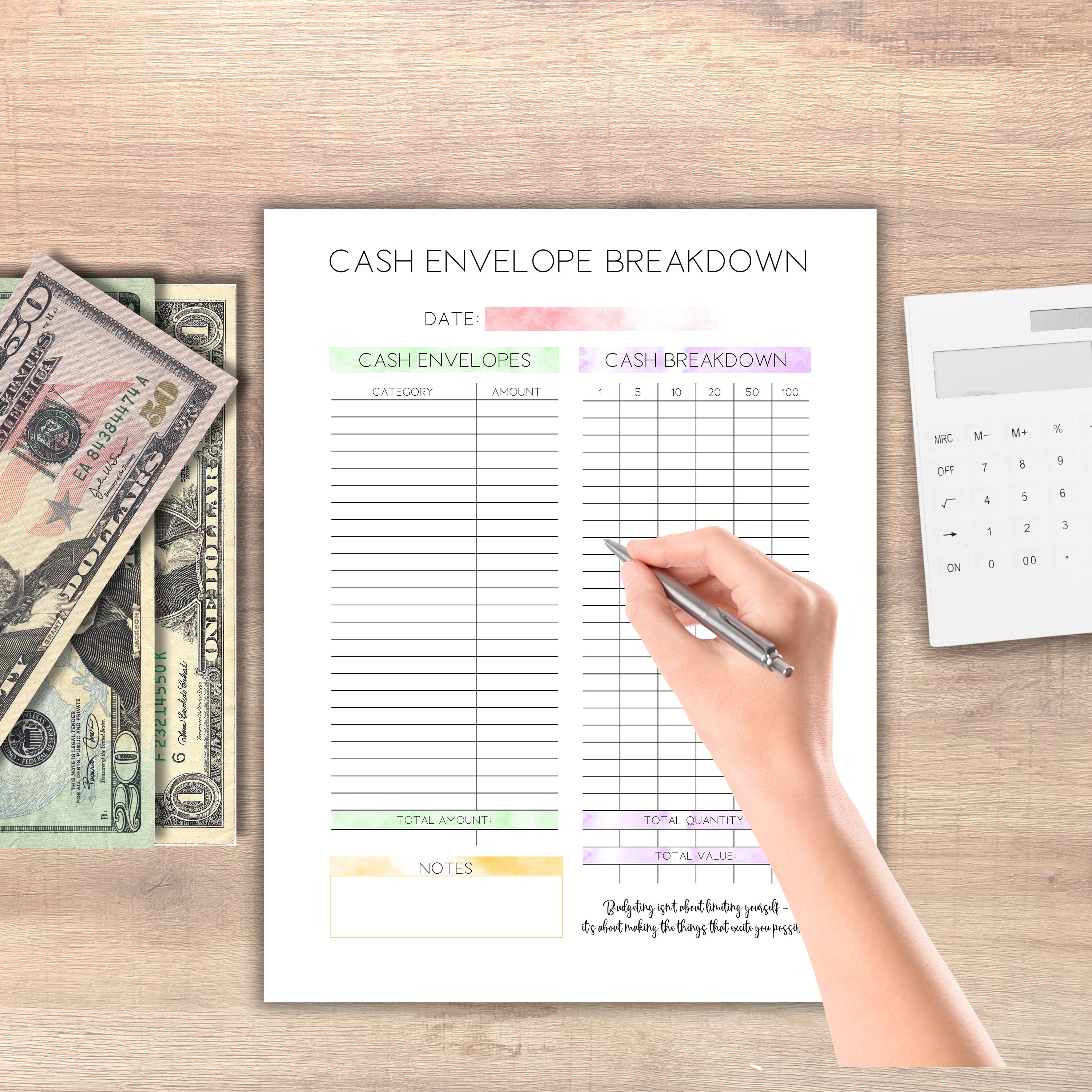 Printable Budget Breakdown Bundle Cash Envelope Breakdown Sheet ...