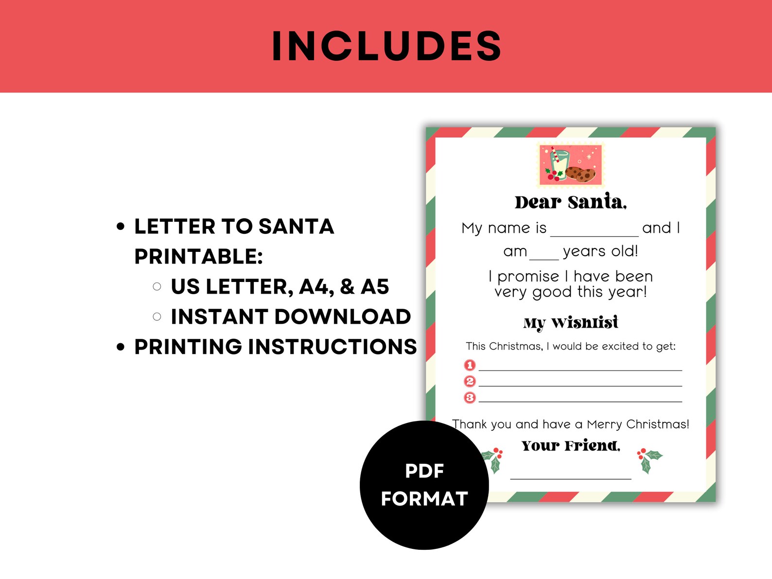 Printable Letter to Santa Printable Christmas Letter Printable Santa ...