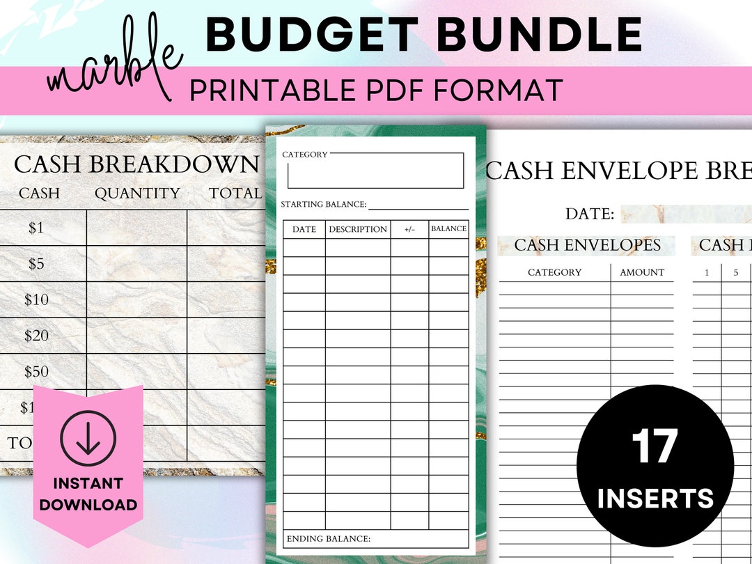 Printable Budget Breakdown Bundle Cash Envelope Breakdown Sheet ...