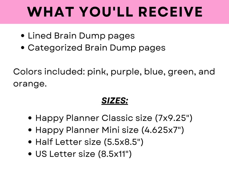 Brain Dump Printable Happy Planner Inserts Brain Dump - Etsy