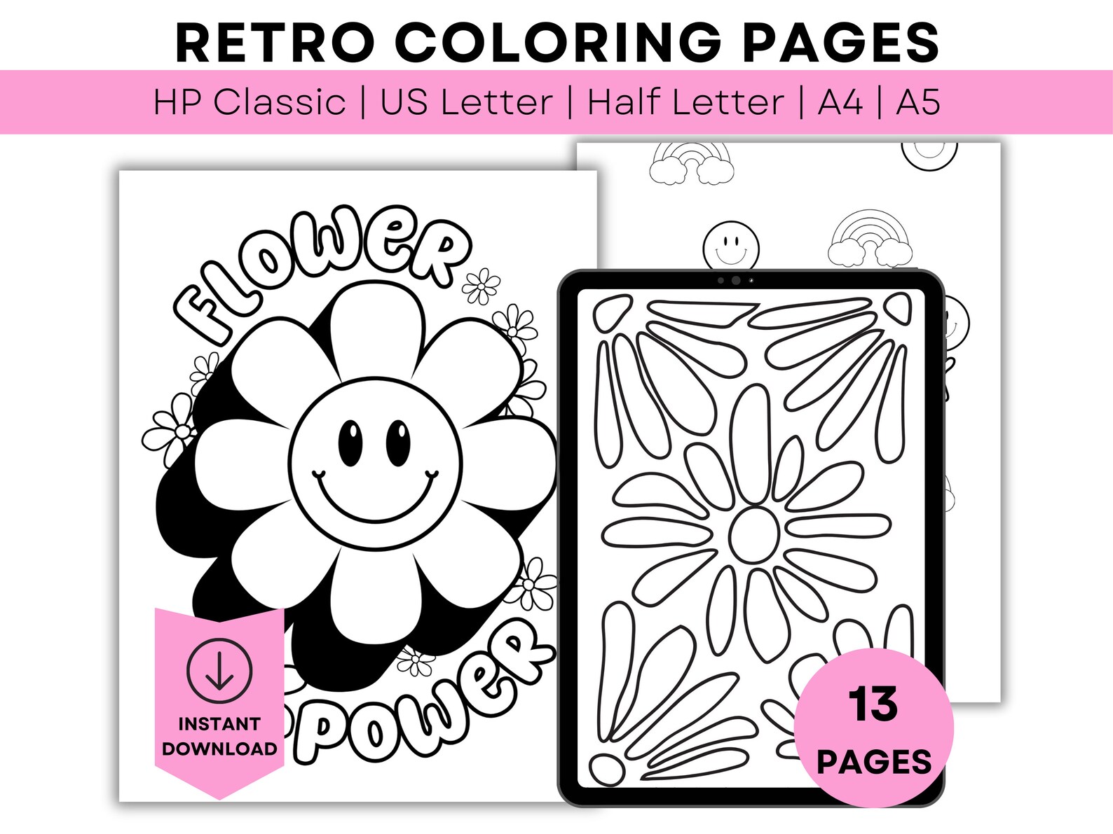 Printable Retro Coloring Pages Printable Coloring Pages Digital ...