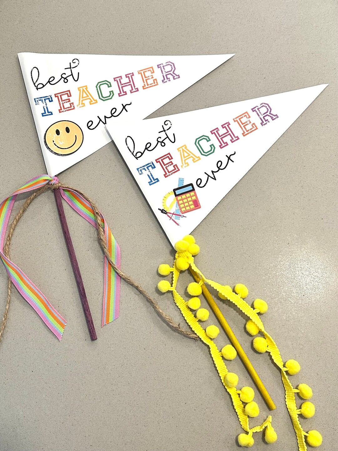 Printable Teacher Appreciation Pennant Flag Printable Best Teacher Sign ...