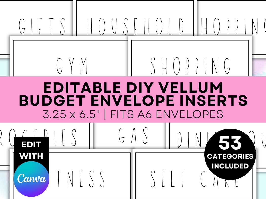 Editable DIY Frosted Budget Binder Envelope Printable Budget Envelope ...