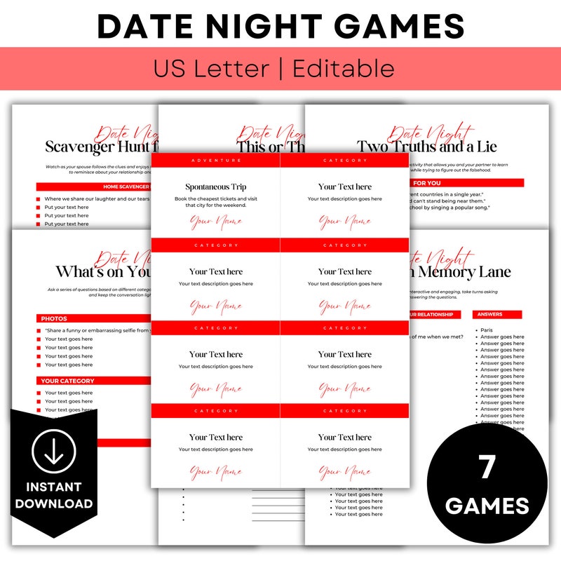 Date Night Printable - Etsy