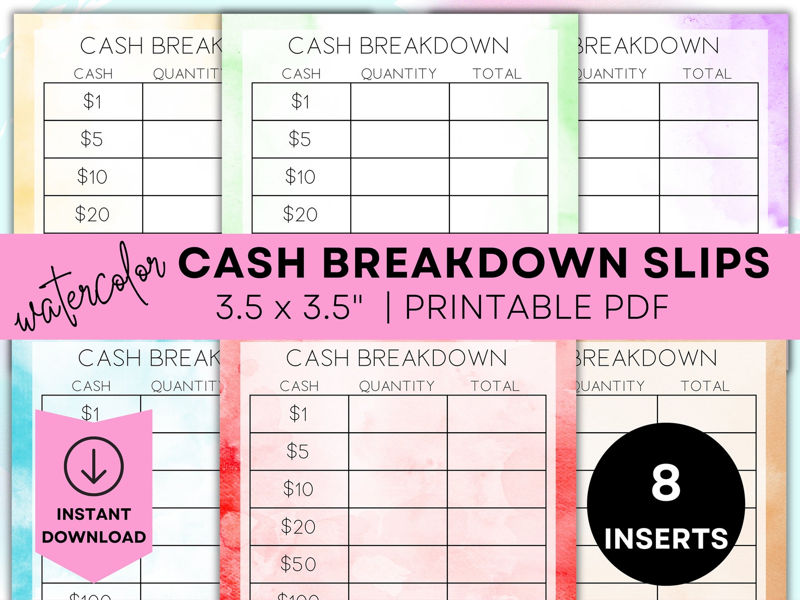 Printable Cash Breakdown Slip Printable Teller Slip Cash Withdrawal ...