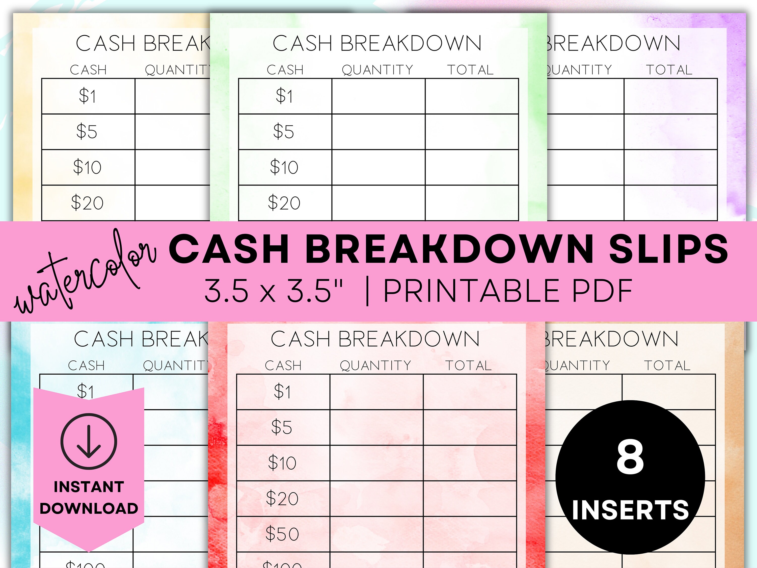 Printable Cash Breakdown Slip Printable Teller Slip Cash Withdrawal ...