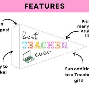 Printable Teacher Appreciation Pennant Flag Printable Best Teacher Sign ...