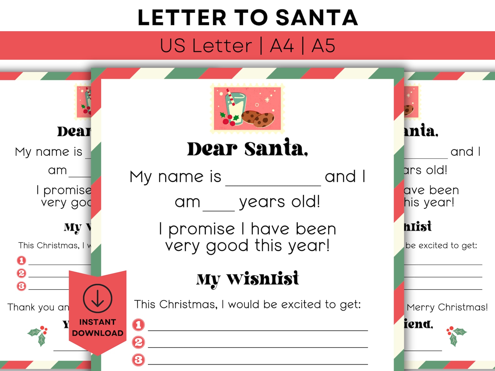 Printable Letter to Santa Printable Christmas Letter Printable Santa ...