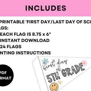 Printable First Day of School Pennant Flag Printable Last Day of School ...