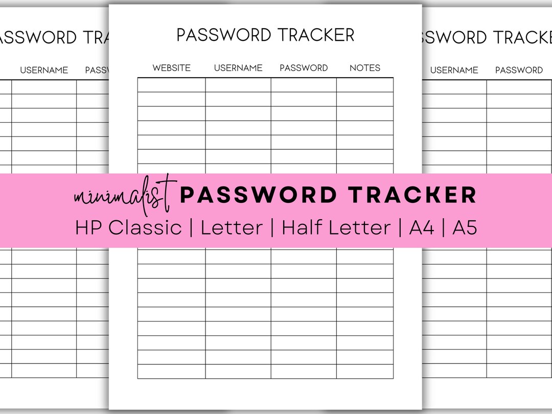 Printable Password Tracker Printable Happy Planner Insert - Etsy
