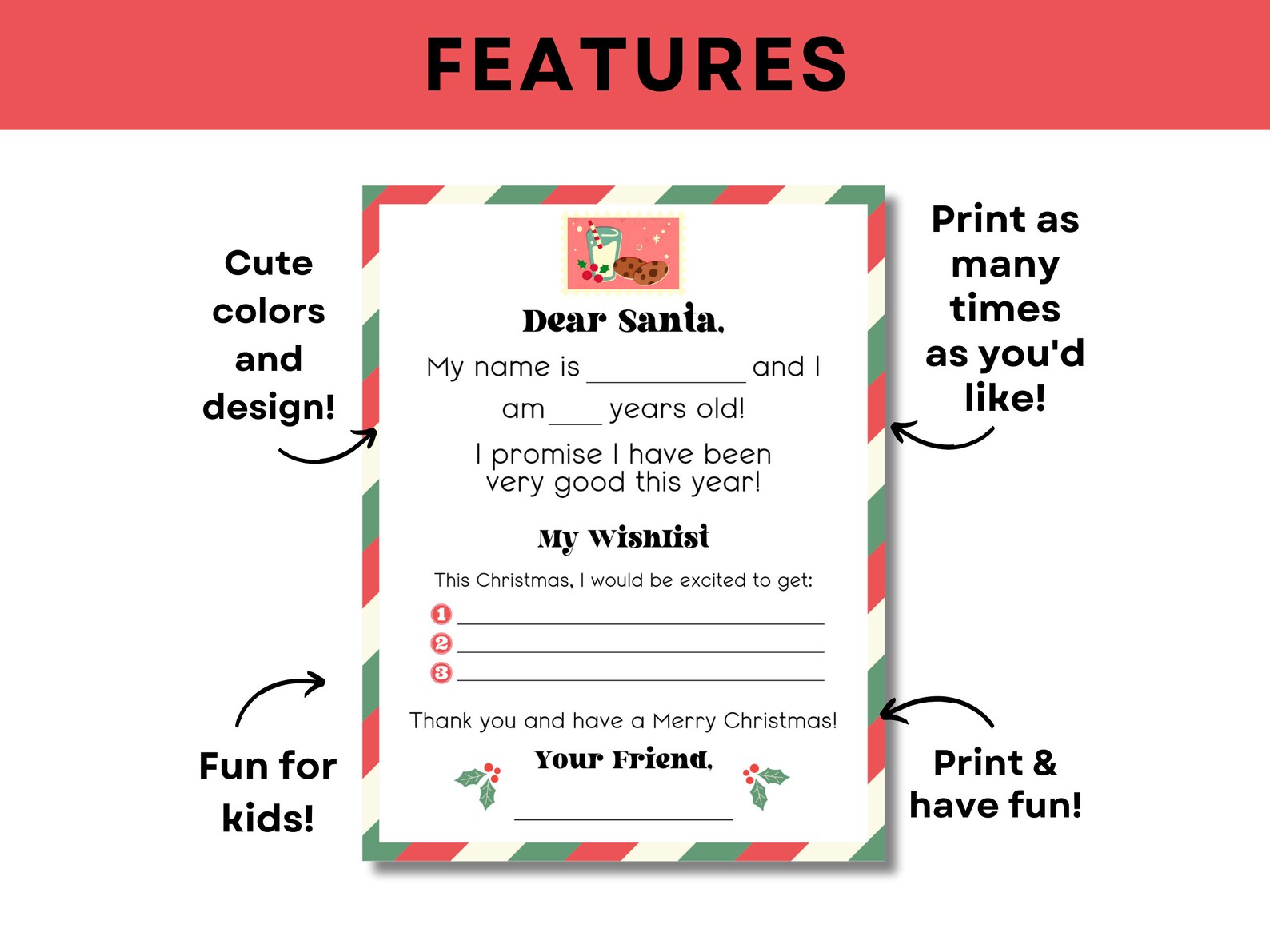 Printable Letter to Santa Printable Christmas Letter Printable Santa ...