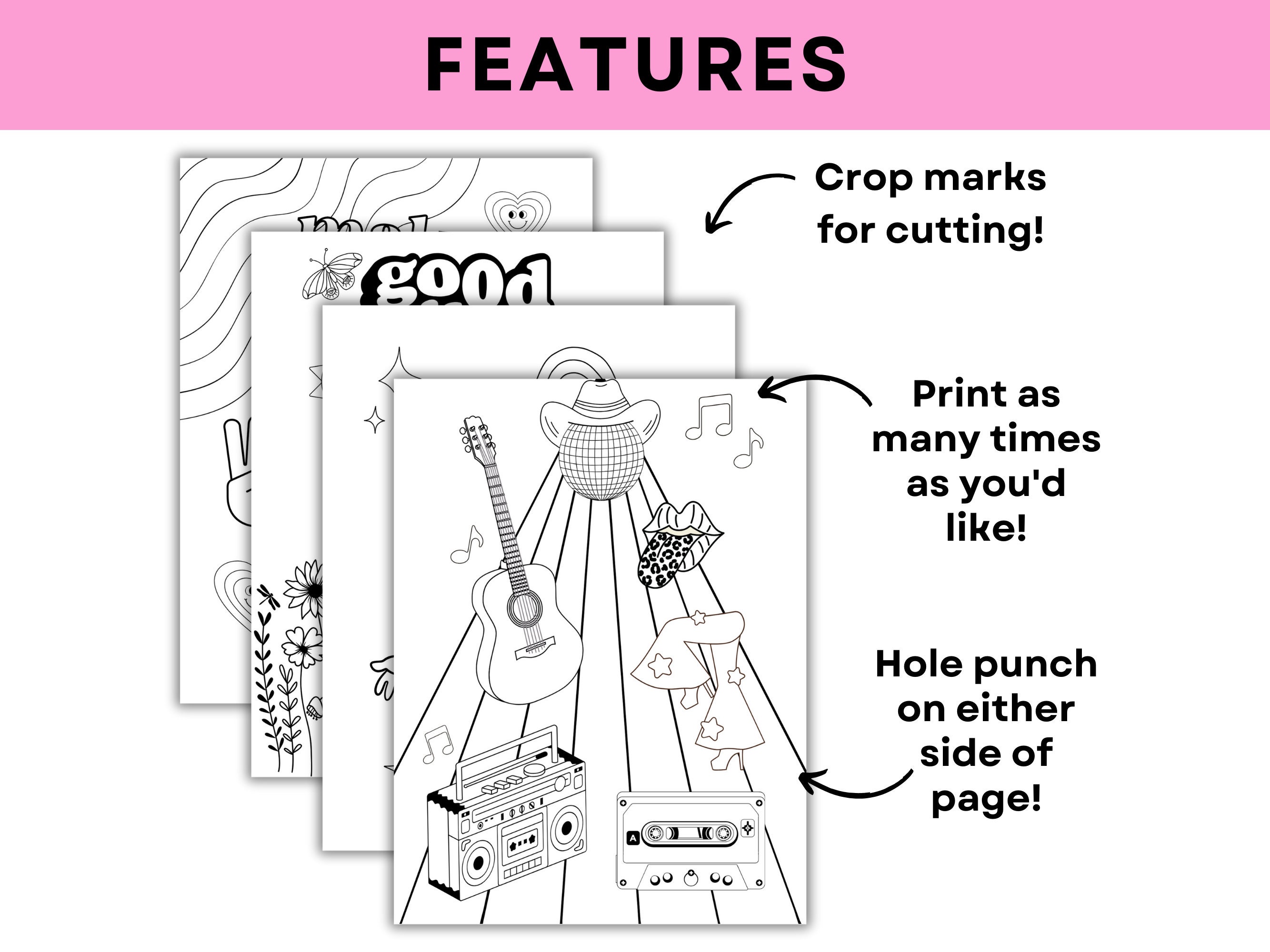 Printable Retro Coloring Pages Printable Coloring Pages Digital ...