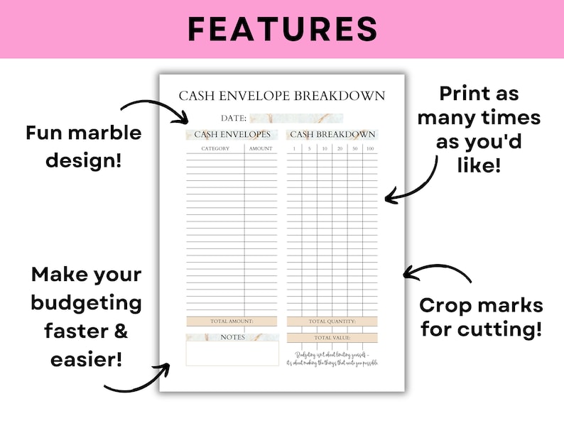 Printable Cash Envelope Breakdown Sheet Printable Cash Denomination ...