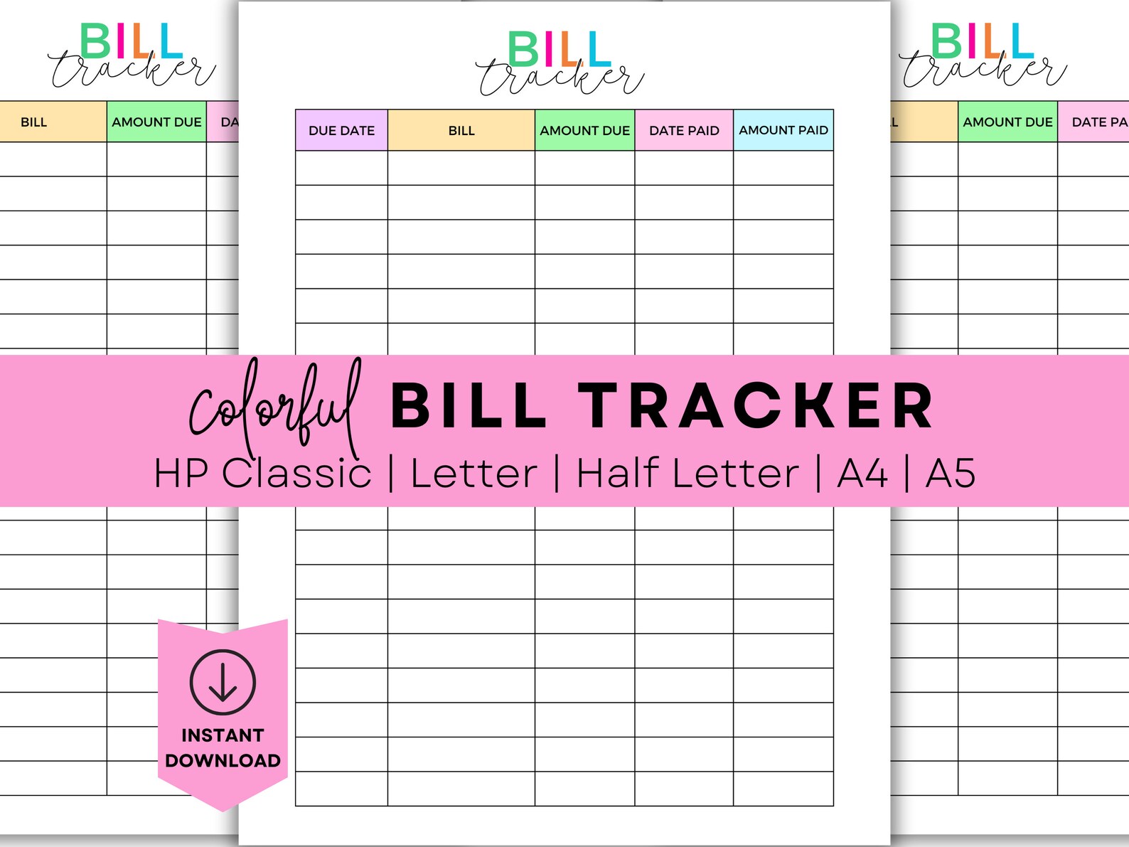 Printable Bill Tracker Printable Monthly Bill Checklist Printable ...