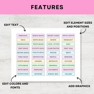 Editable Memory Box File Tab Labels Memory Box Labels Kids Keepsake Box ...