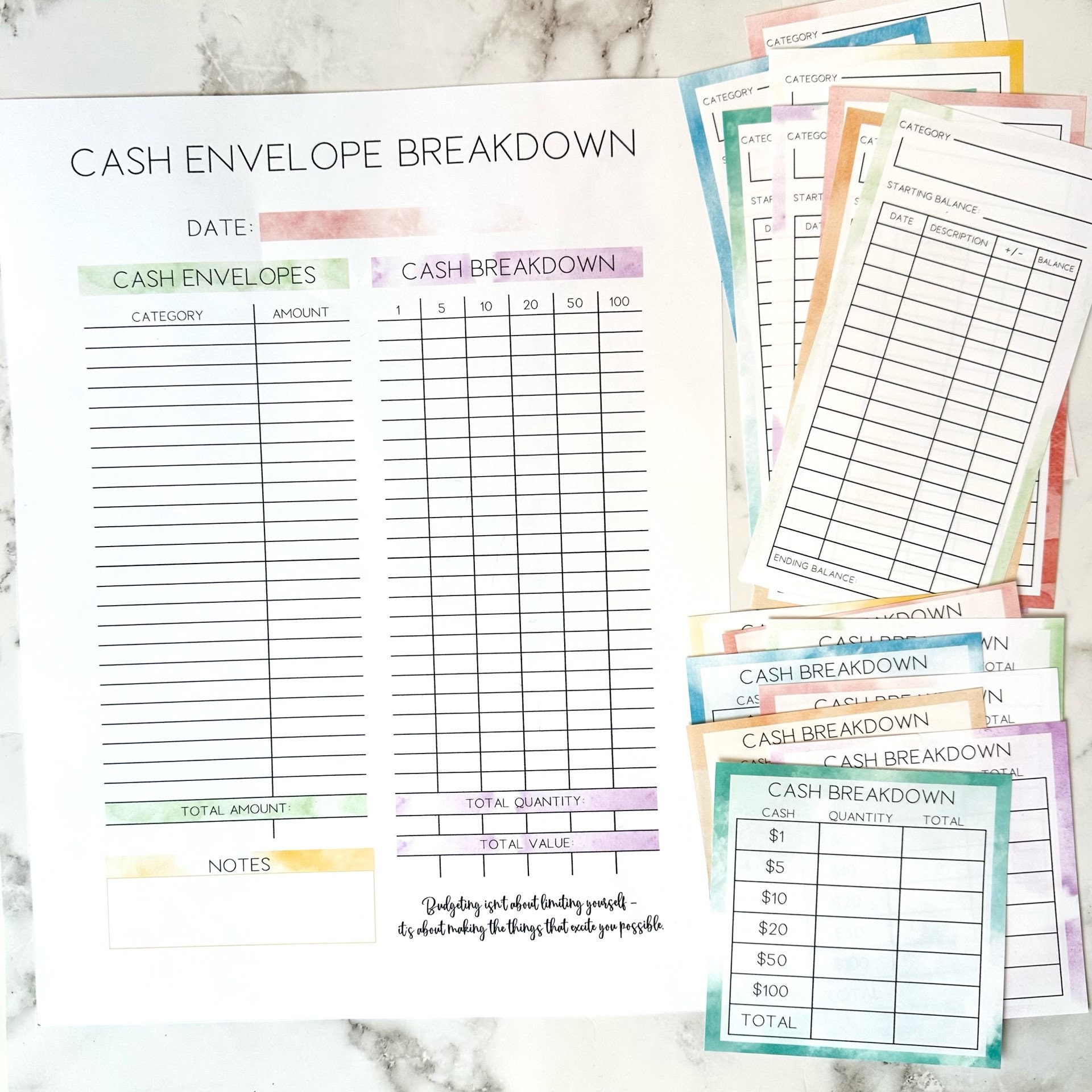 Printable Budget Breakdown Bundle Cash Envelope Breakdown Sheet ...