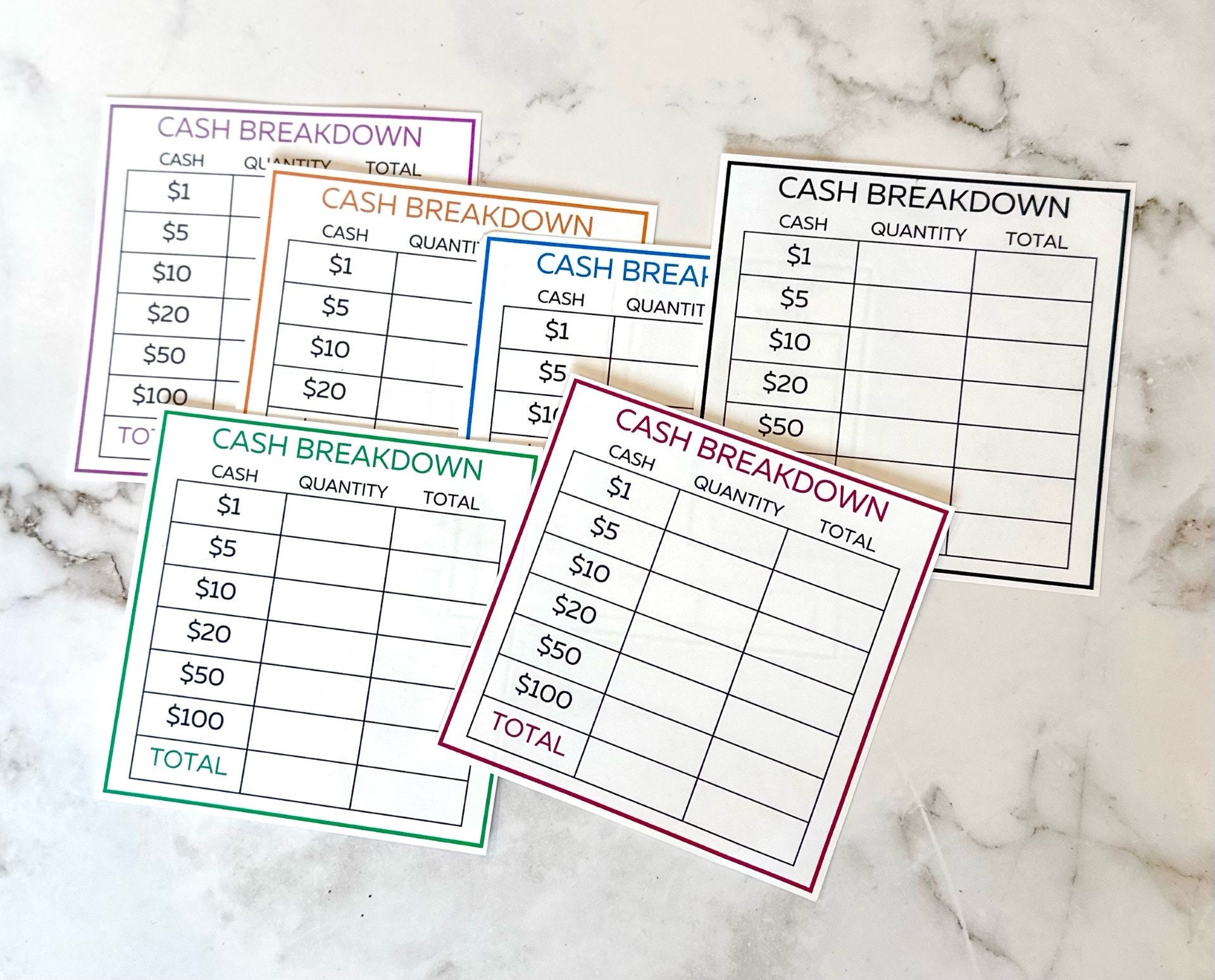 Printable Cash Breakdown Slip Printable Teller Slip Cash - Etsy