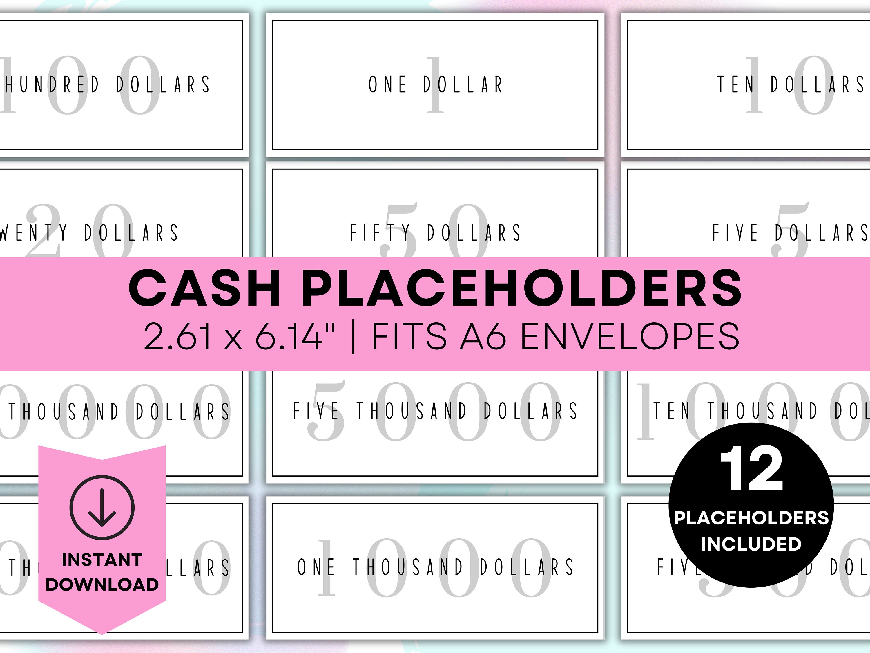 Printable Cash Placeholders Printable Cash Stuffing - Etsy Australia