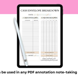 Printable Cash Envelope Breakdown Sheet Printable Cash Denomination ...