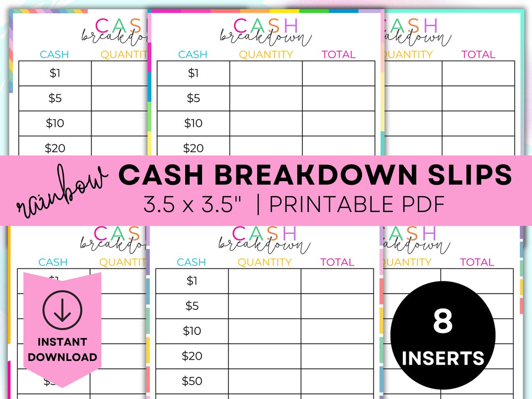 Printable Cash Breakdown Slip Printable Teller Slip Cash Withdrawal ...