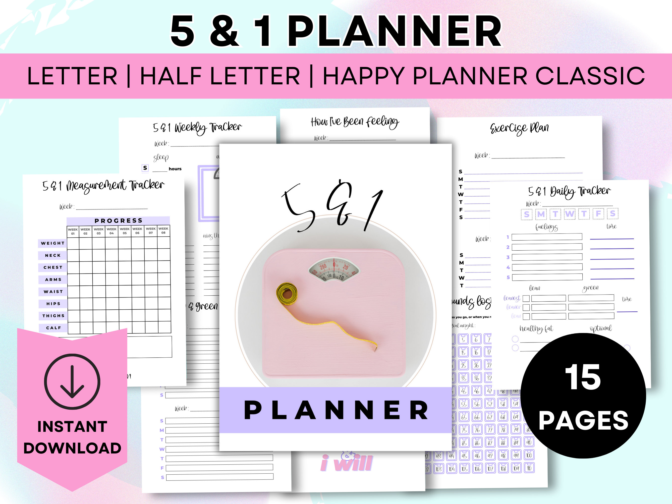 5 and 1 Journal Printable Planner 5 and 1 Optavia, Optavia Tracker ...