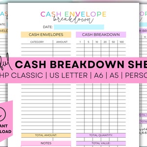 Printable Cash Envelope Breakdown Sheet Printable Cash Denomination ...