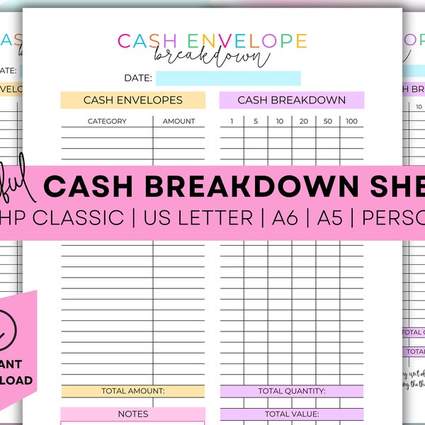 Cash Denomination Sheet - Etsy