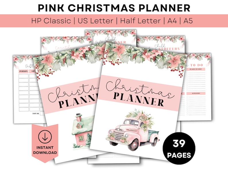 Printable Christmas Planner Printable Planner Insert Pink Christmas ...