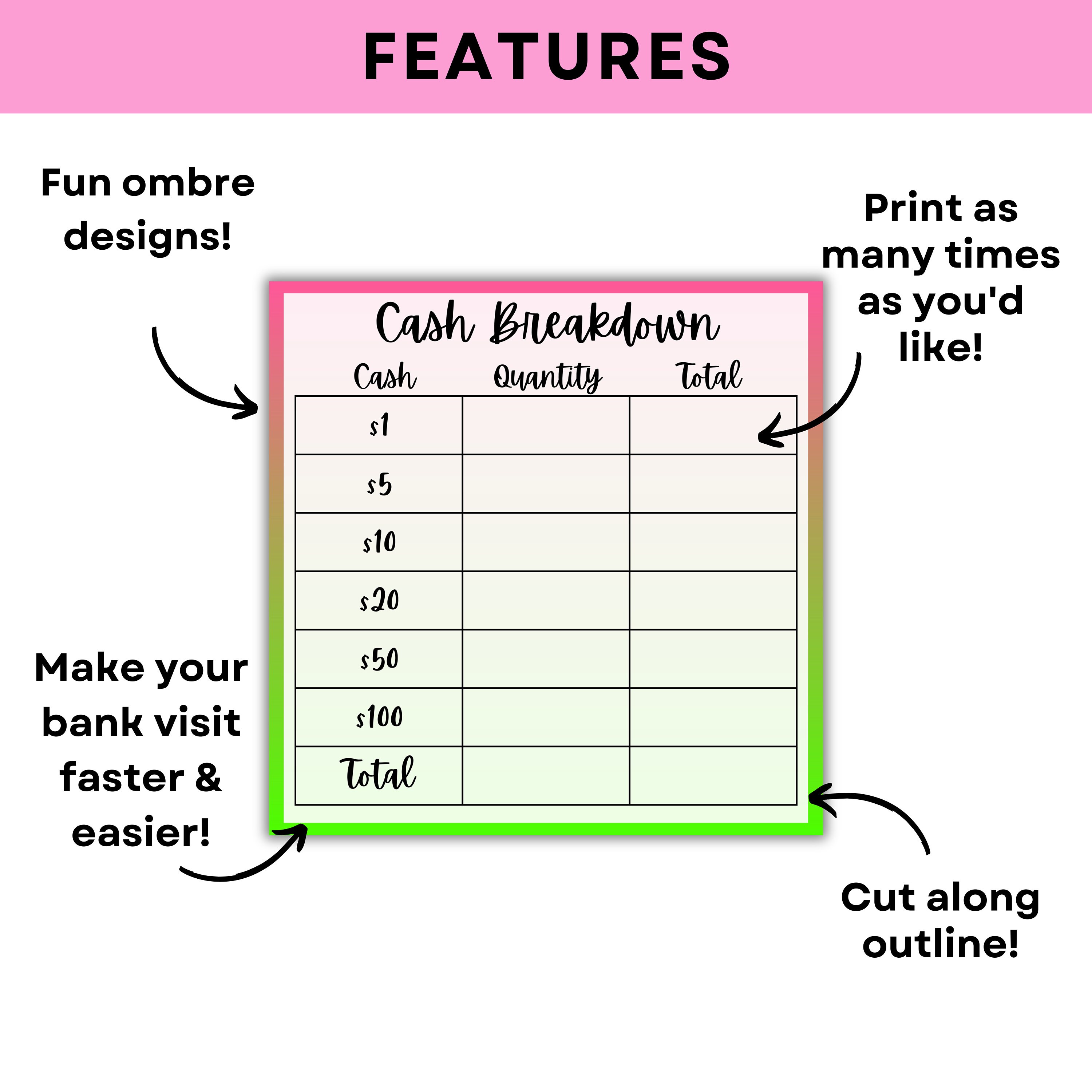 Printable Budget Breakdown Bundle Cash Envelope Breakdown Sheet ...