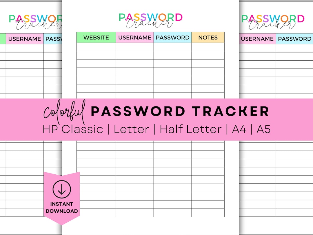 Printable Password Tracker Printable Happy Planner Insert Printable ...