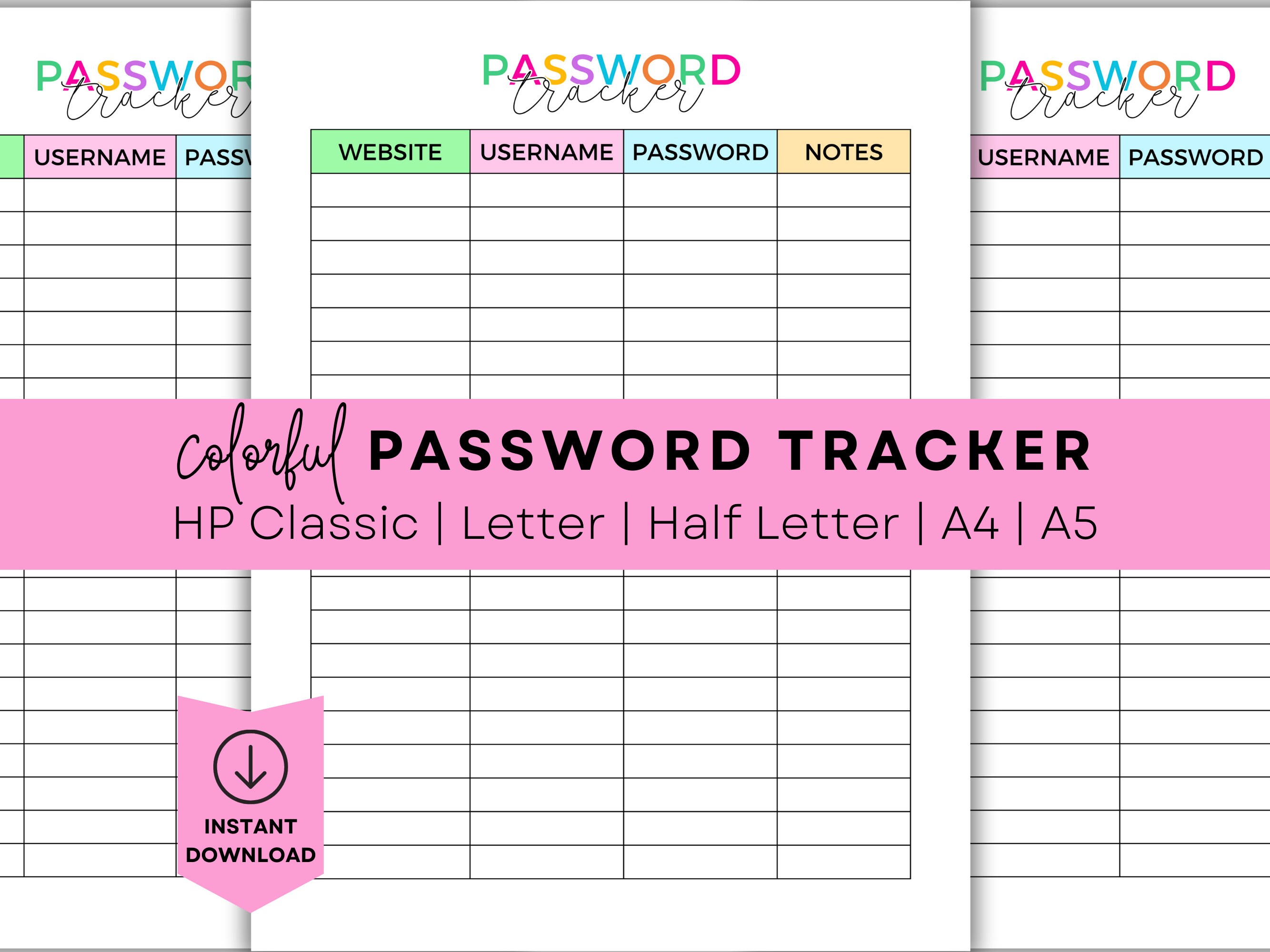 Printable Password Tracker Printable Happy Planner Insert Printable ...