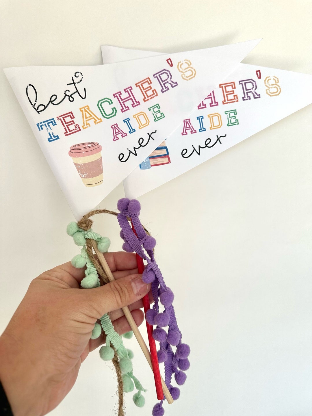 Printable Teacher Appreciation Pennant Flag Printable Teacher Aide Gift ...