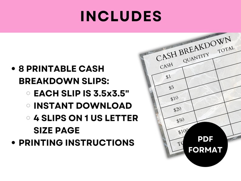Printable Cash Breakdown Slip Printable Teller Slip Cash Withdrawal ...