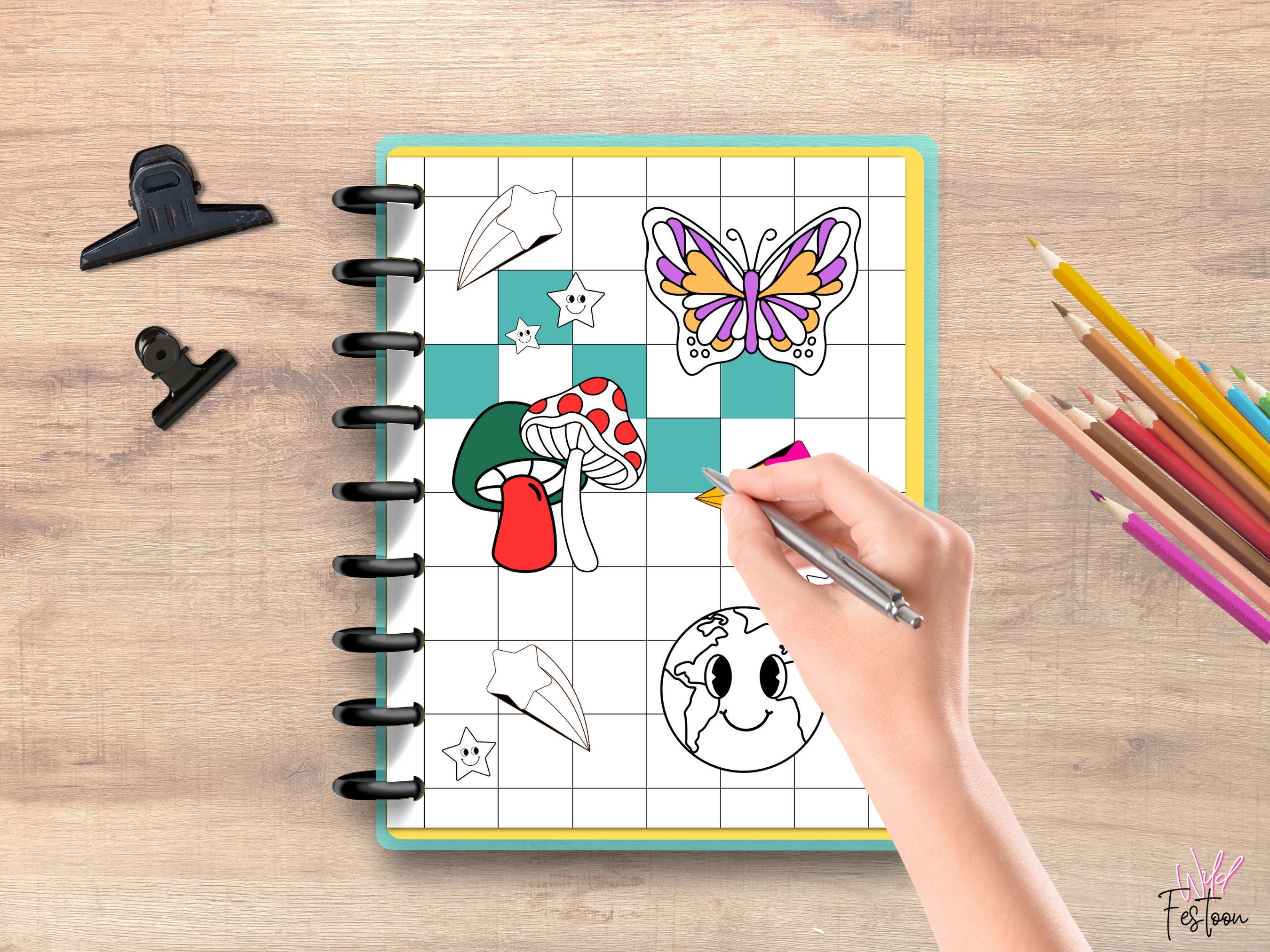 Retro Coloring Pages Printable HP Classic Printable Happy - Etsy