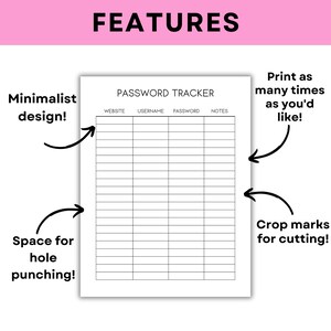 Printable Password Tracker Printable Happy Planner Insert Printable ...