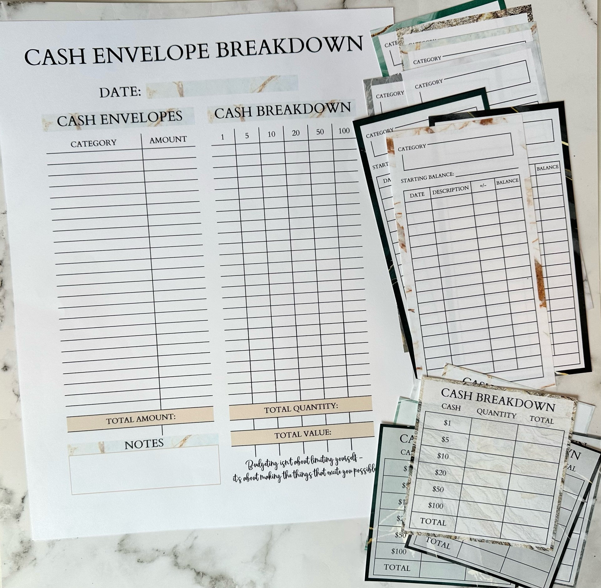 Printable Budget Breakdown Bundle Cash Envelope Breakdown Sheet ...
