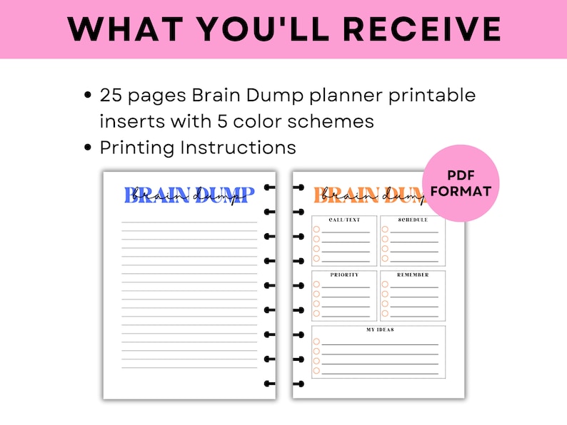 Brain Dump Printable Happy Planner Inserts Brain Dump - Etsy
