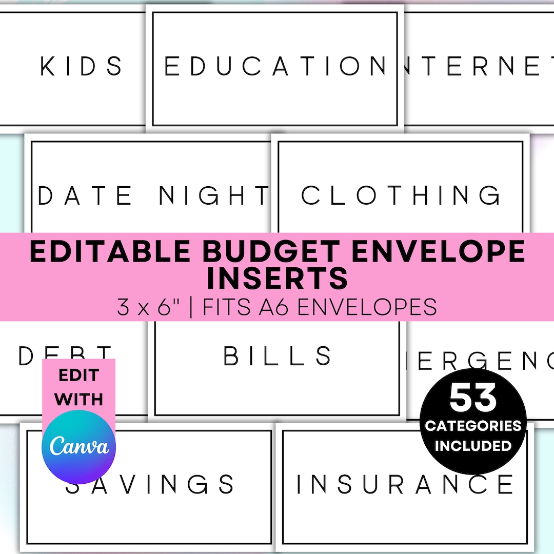 Editable Budget Binder Printable Inserts Printable Budget Envelope ...