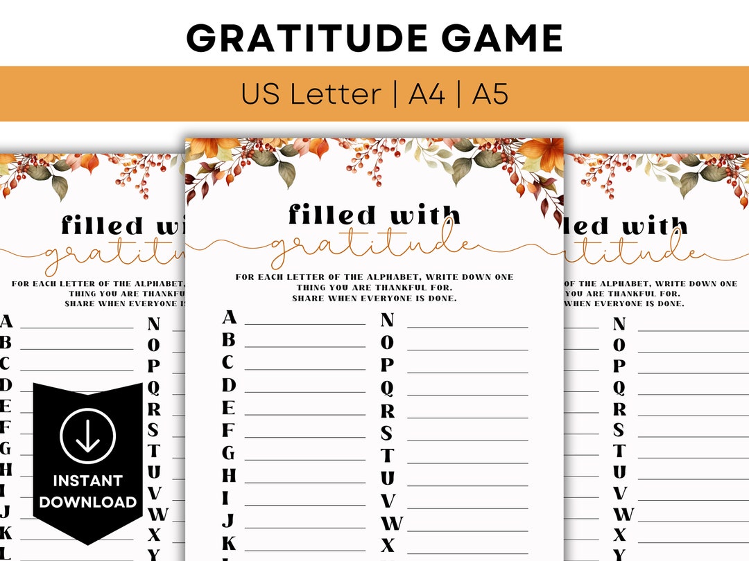 Thanksgiving Game Printable Gratitude Printable ABC Games Thanksgiving ...