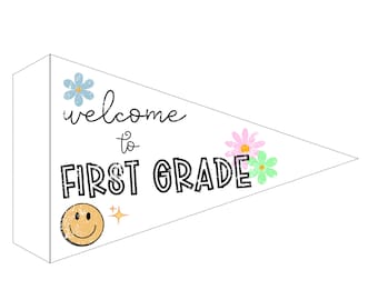 Printable First Day of School Pennant Flag Printable Last Day of School ...