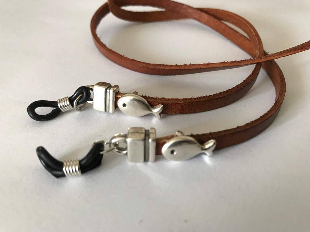 Leather Glasses Chain, Silver Fish Eyeglass Cord - Etsy