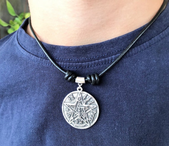 Tetragrammaton Necklace Tetragrammaton Pentagram Men Choker Amulet Necklace Gift for Him Etsy