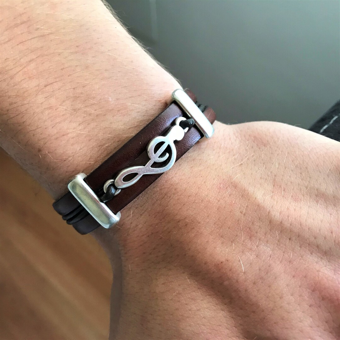 Music Bracelet, Treble Clef G Bracelet, Musician Bracelet for Man or ...