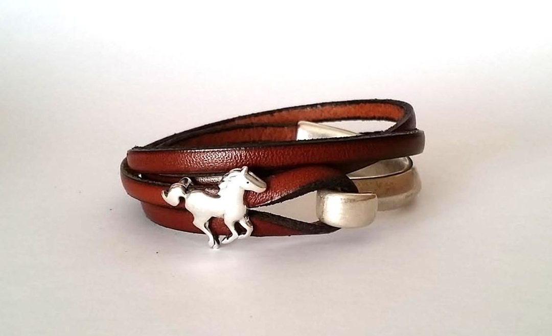 Wrap Horse Leather Bracelet, Horse Theme Bracelet, Men and Women ...